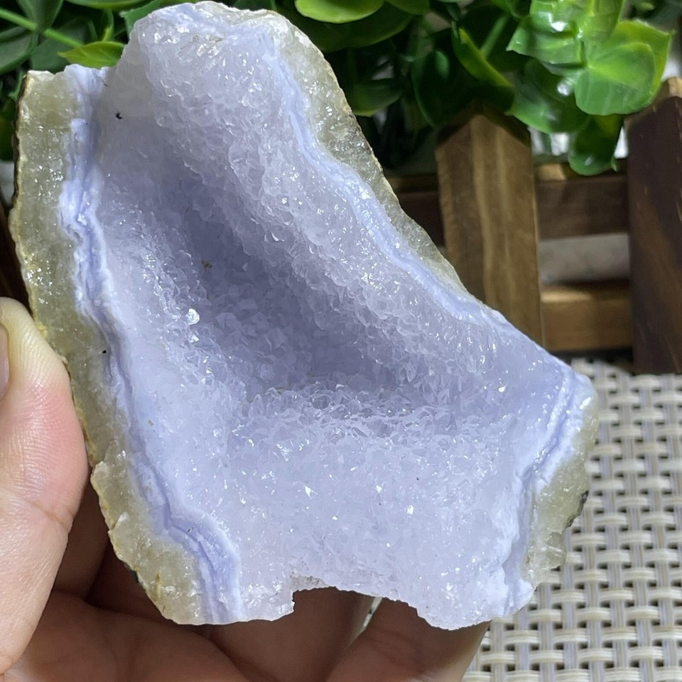 Natural blue chalcedony rough chunk gemstone Lace stripe Agate specimen ...