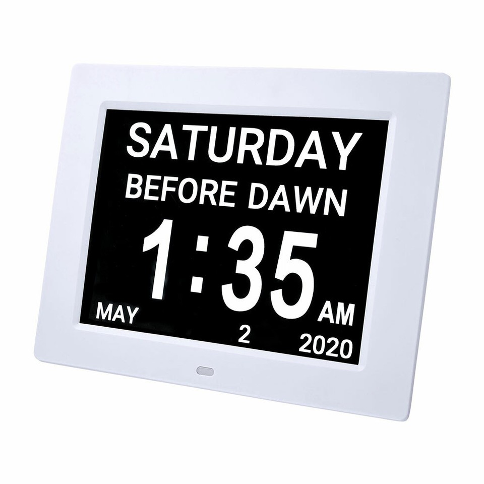 8" Large Digital LED Day Clock 6-Alarm Time Week Date Calendar Dementia ...