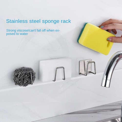 Stainless Steel Sponge Holder Wall Hook Kitchen Sponge Hanger Bathroom ...
