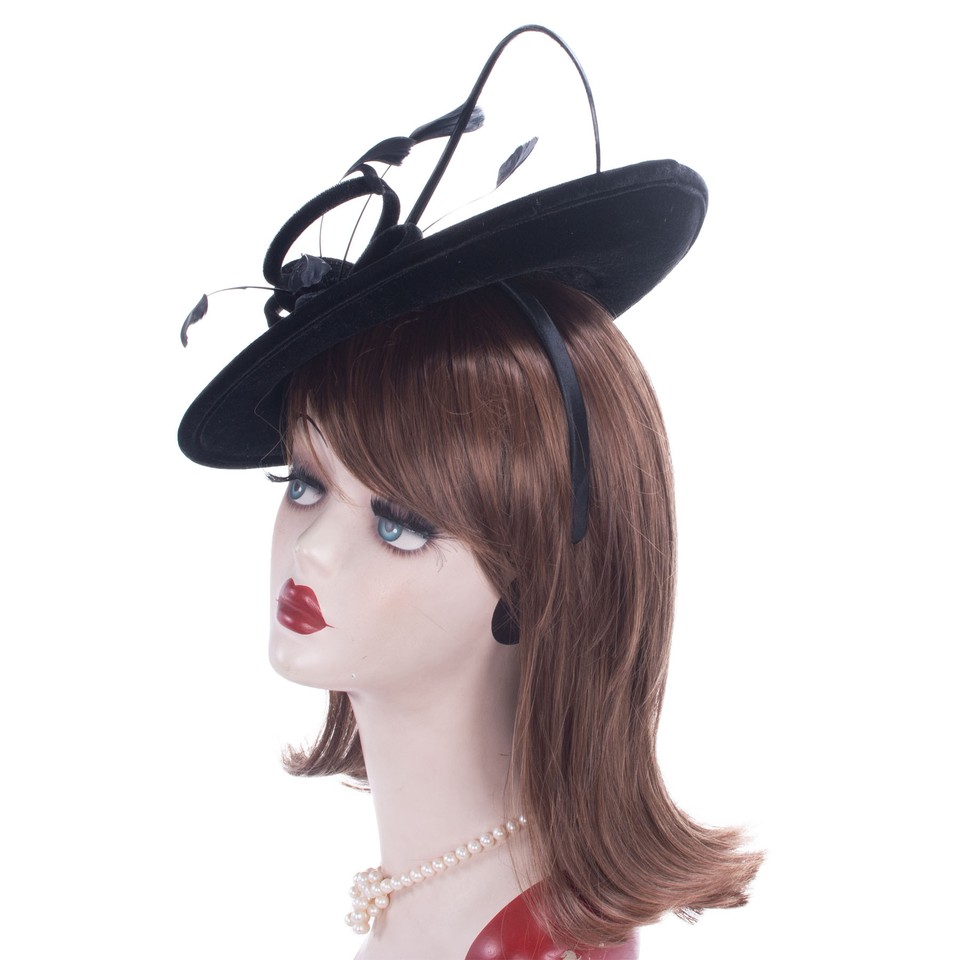 Elegant Womens Loop Velvet Wedding Occasion Church Fascinator Headpiece ...