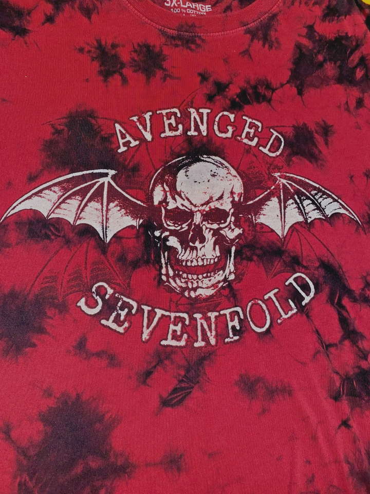 Avenged Sevenfold A7X T-Shirt Men's 3XL Red Black Tie Dye 100% Cotton ...
