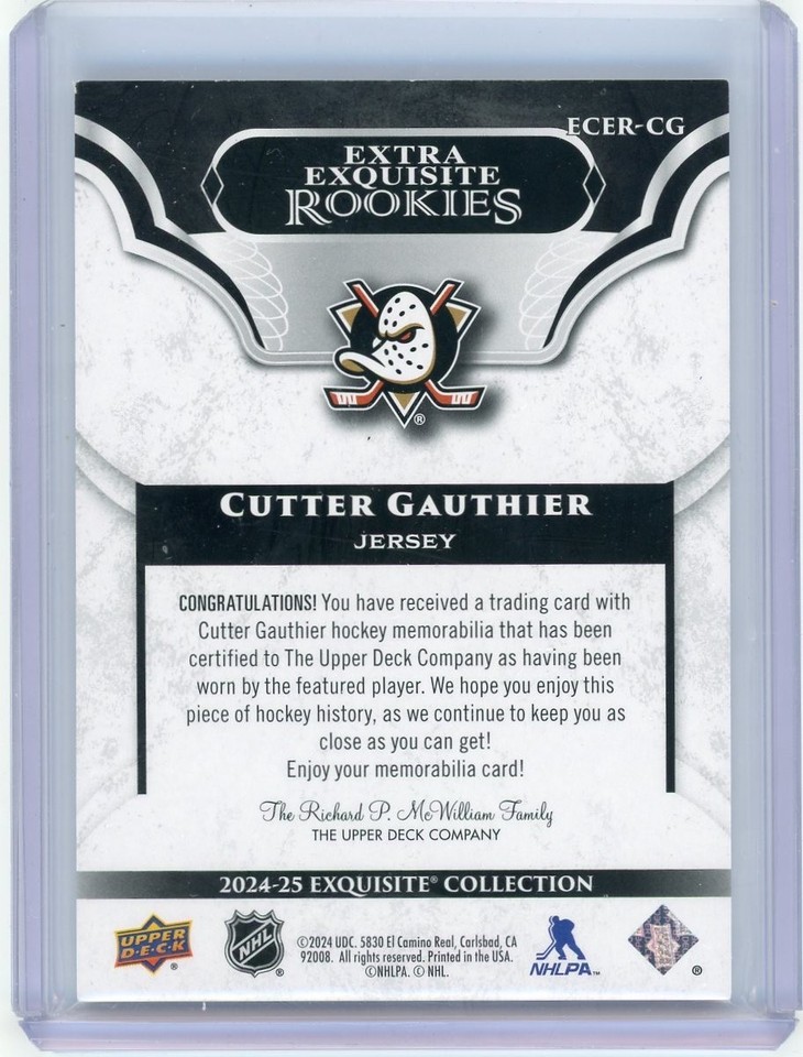 2024-25 BLACK DIAMOND HOCKEY EXQUISITE ROOKIES #058/349 DUCKS Cutter ...