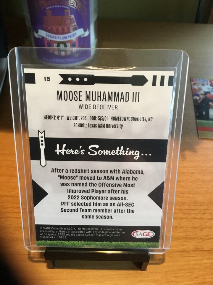 MOOSE MUHAMMAD RC! *TEXAS A&M* UDFA/PANTHERS-2025 SAGE-PURPLE PARALLEL ...