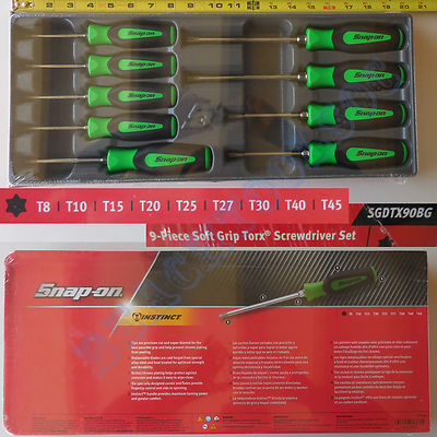 New Snap On Green Instinct Soft Grip Handle Torx Screwdriver 9 Pcs Set ...