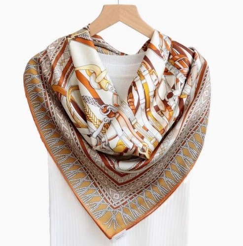 New Spring 2025 Boutique Twill Silk Curled Printed Square Scarf 35' @6 ...