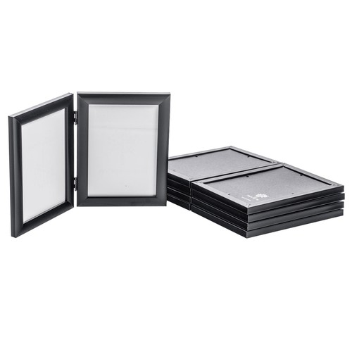 Double Photo Frame Picture Frames Folding Standing Hinged Black 13x18cm ...