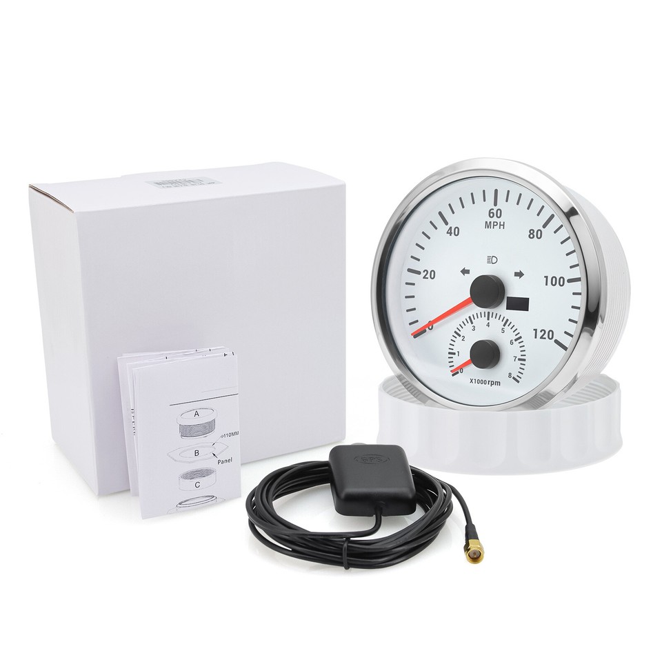2 Gauge SET 110mm GPS Speedometer 0-120MPH Tachometer & 4IN 1 Oil/Temp ...