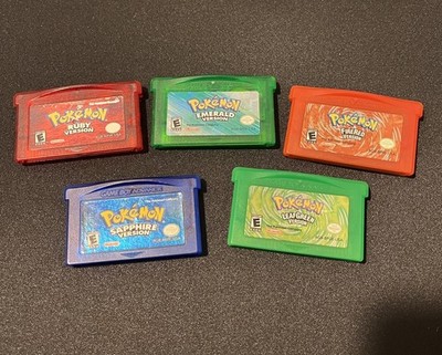 Pokemon GBA Lot - Ruby Sapphire Emerald Leaf Green Fire Red Authentic ...