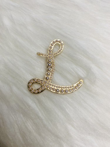 Letter L Initial Letter Pin Brooch with White Pearl Accents New | eBay