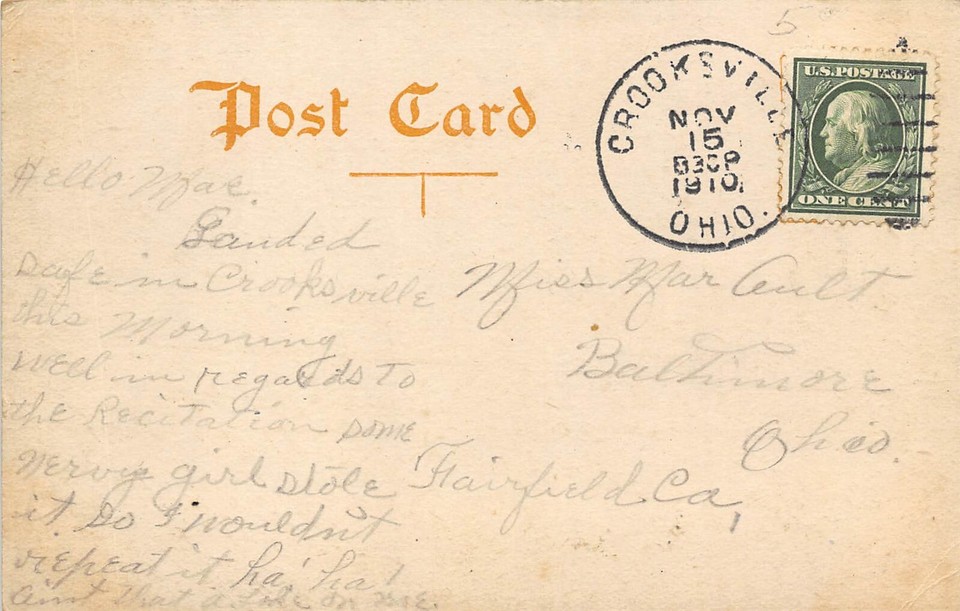 Crooksville Ohio 1910 Postcard M.E. Parsonage Perry County | eBay