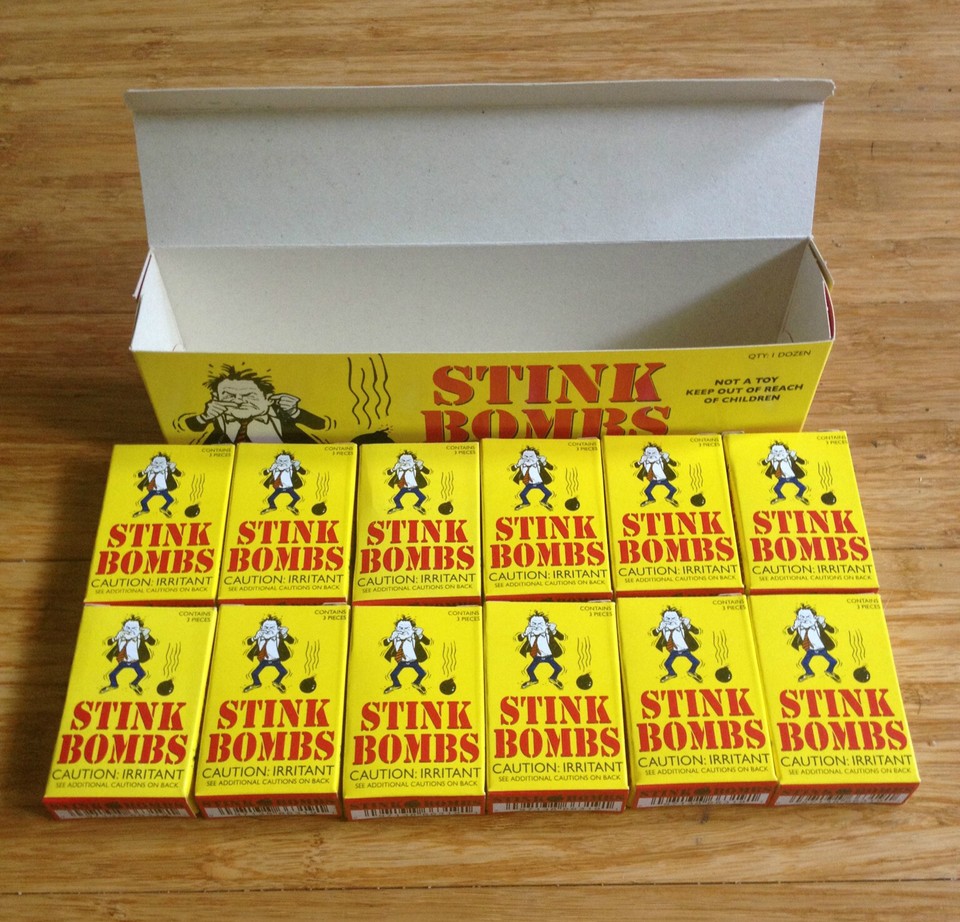 144 TOTAL STINK BOMBS - 4 cases of 36 Glass Vials Fart Bomb Gag Rotten ...