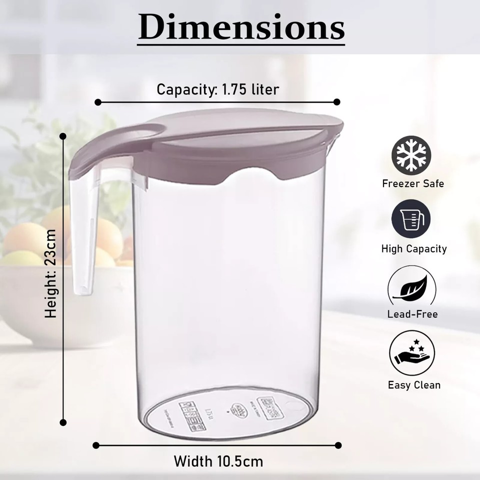 Water Jug Multi Purpose Plastic 1.75 L Liter Juice Jug, Milk jug with ...