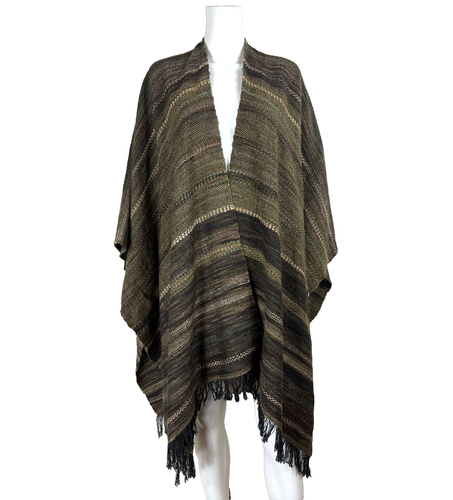 PERUVIAN CONNECTION Cape Shawl Poncho Wool/Cotton Woven O/S - NTSF | eBay
