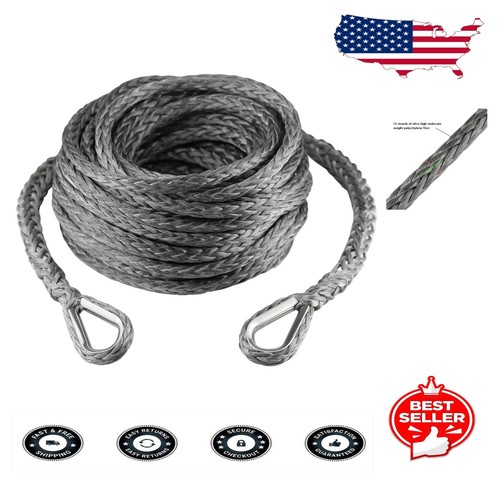 50 Ft Synthetic Winch Rope - 3/8 Inch, 26,500 Lbs, UV Resistant for Off ...