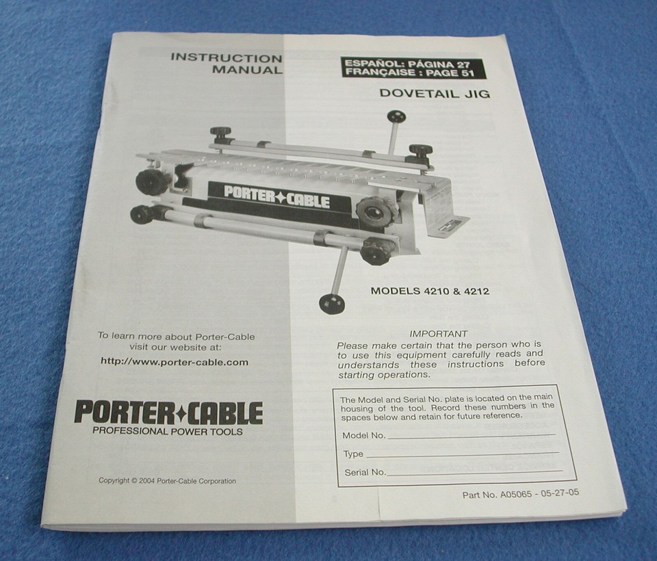 12" DELUXE PORTER CABLE MODEL 4212 - DOVETAIL JIG - "TYPE 1" | eBay