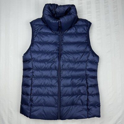 UNIQLO Down Puffer Vest Womens XS Blue Lightweight Water Resistant ...