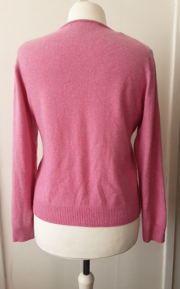 John Lewis 100% Pure Cashmere Jumper Candy Pink V Neck Sweater Size 18 ...