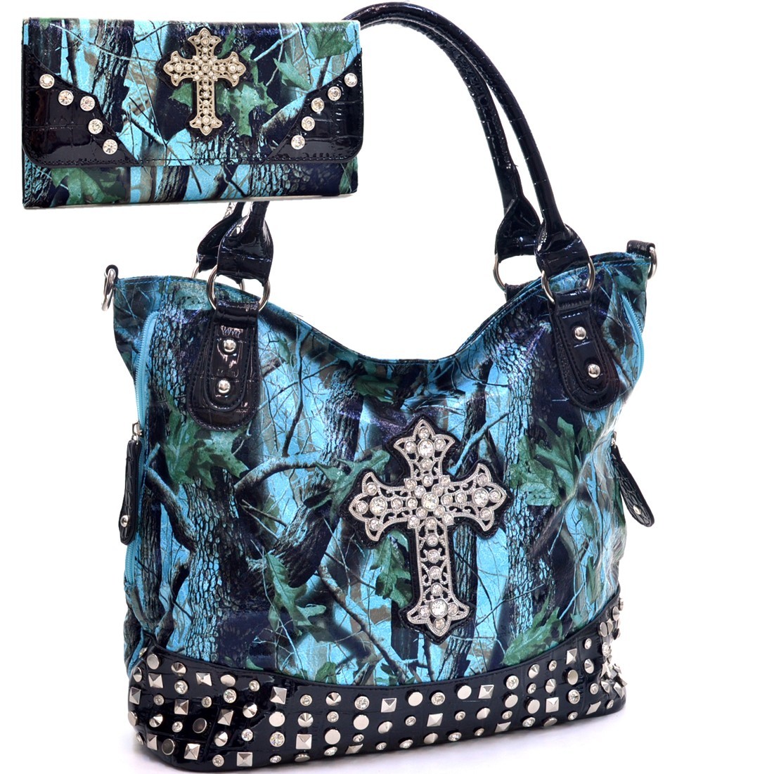 Western Rhinestone Buckle Handbag Purse Wallet Set | eBay