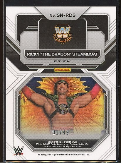 /49 2023 Panini WWE Prizm Ricky Dragon Steamboat Blue Auto Autograph ...