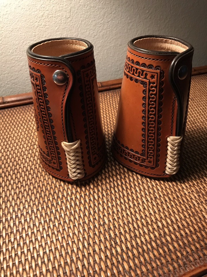 Western Americana SASS Cowboy Action LEATHER ROPING CUFFS, #212, USA ...