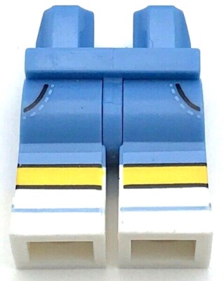 Lego New Medium Blue Hips and Legs with White Boots Black Pocket Lines ...