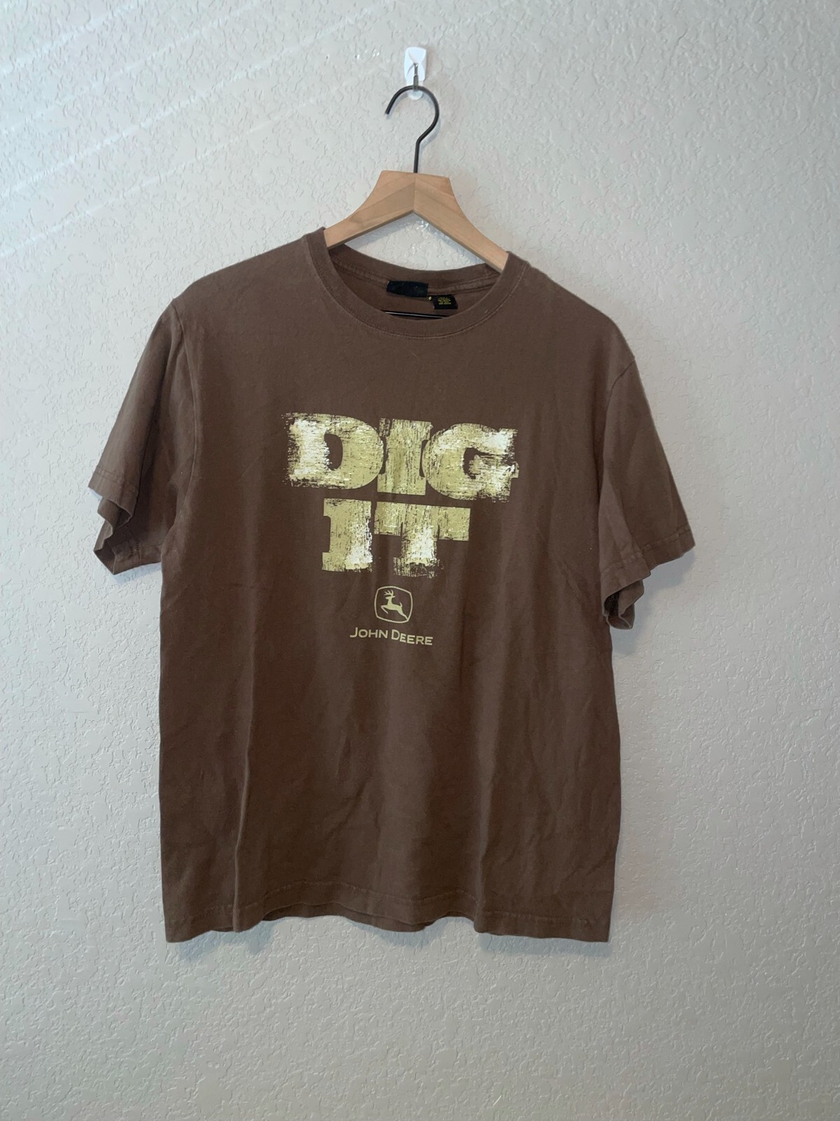Y2K John Deere Dig It Tractor Work Brown Shirt Tee Sh… - Gem