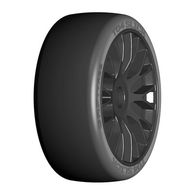 GRP 1/8 GT-T04 SLICK-XB2 Extra-Soft Mounted on 20 Spoked Flex Black ...