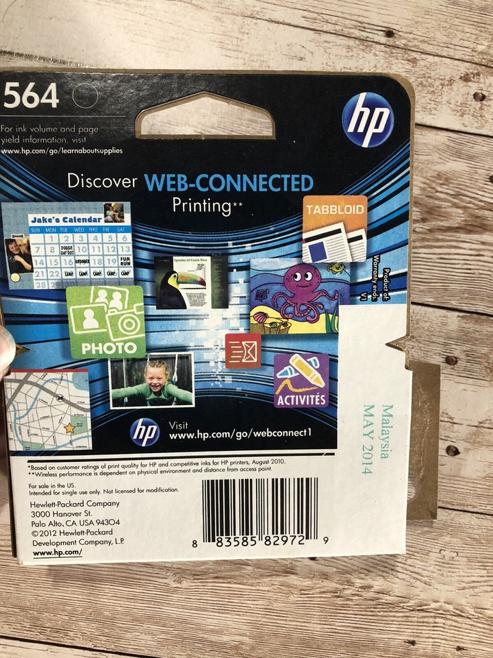HP 564 (CB316WN Option 140) Black Ink Cartridge Factory Exp 5/2014 Torn ...