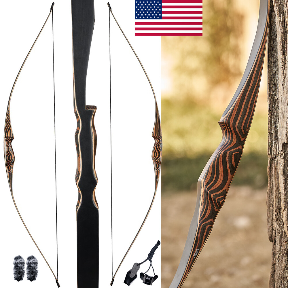 54" Traditional Longbow Recurve Bow 20-70lb Wooden Riser Archery ...