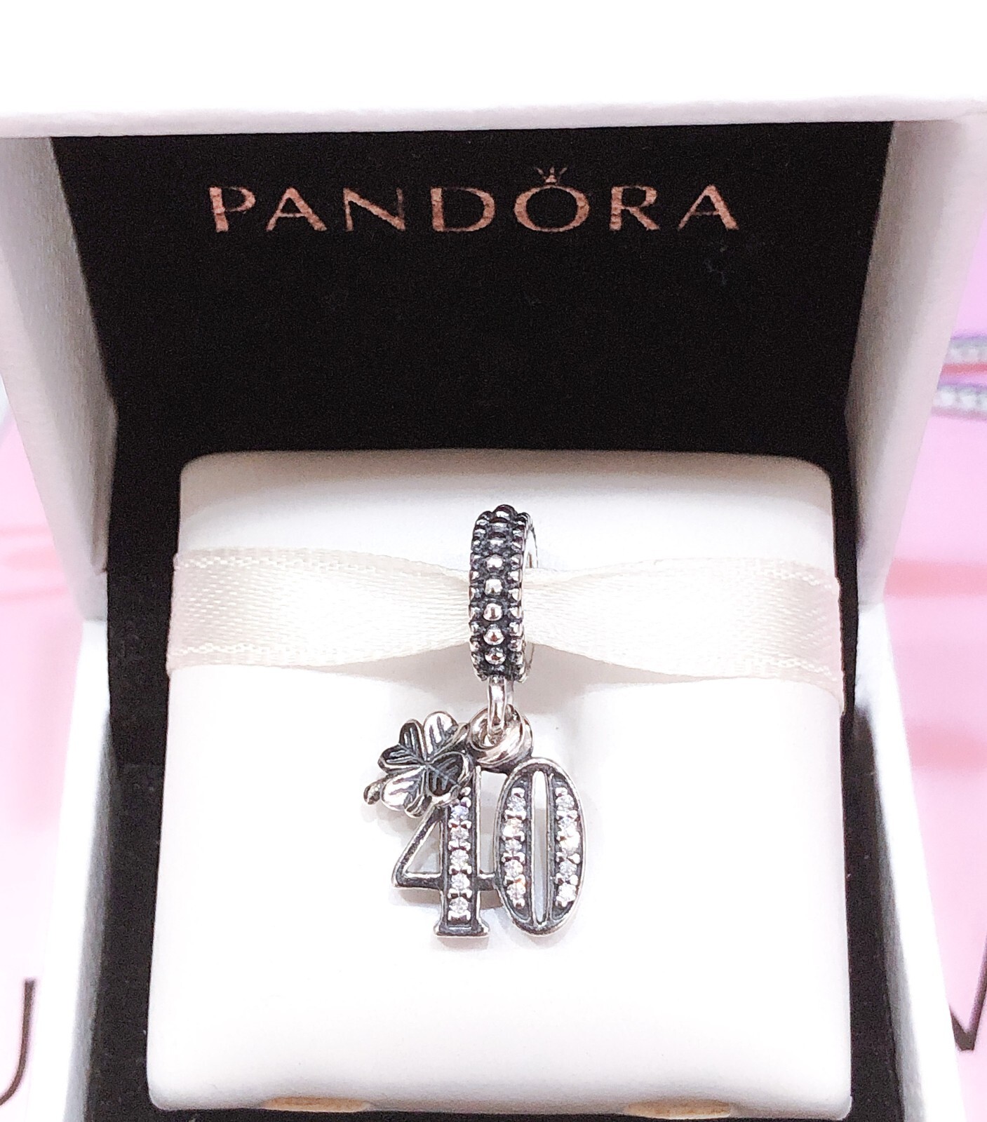 NEW Authentic PANDORA 925 Happy 40th Celebration Charm Pendant 791288CZ ...