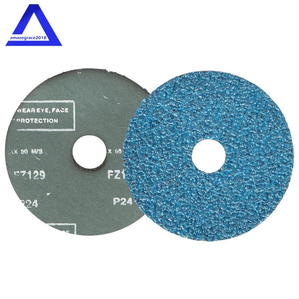 25 Pack 5" x 7/8" 24 Grit Zirconia Resin Fiber Disc Grinding and ...