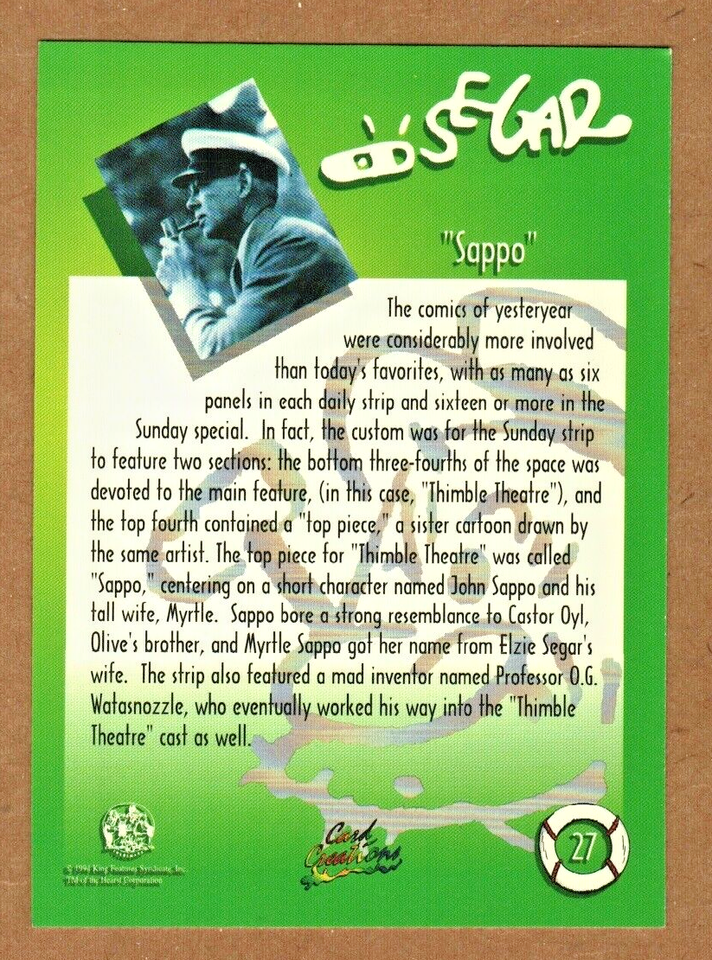 1994 Popeye the Sailorman Collector Card #27 SAPPO | eBay