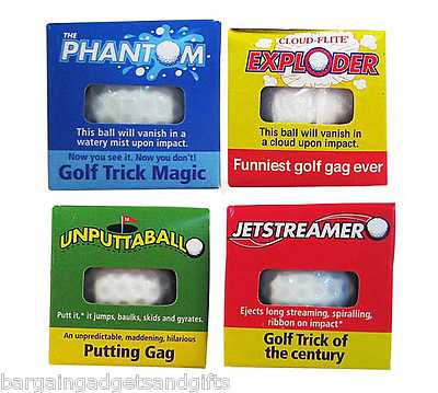 FOUR JOKE TRICK EXPLODING GOLF BALLS FUNNY MENS DADS GOLFERS BIRTHDAY ...