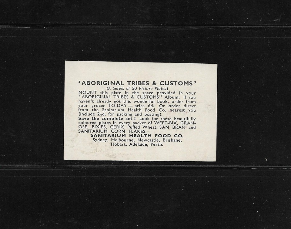 Vintage Paper: 1950s Sanitarium Health Card (Australia); Aboriginal ...