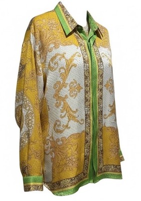 VINTAGE MEN’S GENELLI ABSTRACT GREEK SILK SHIRT SIZE XL EMBELLISHED | eBay