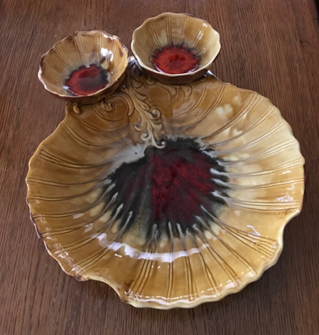 Vtg USA Marcia of Calif Pottery RB 809 Platter w/Attached Bowls ...