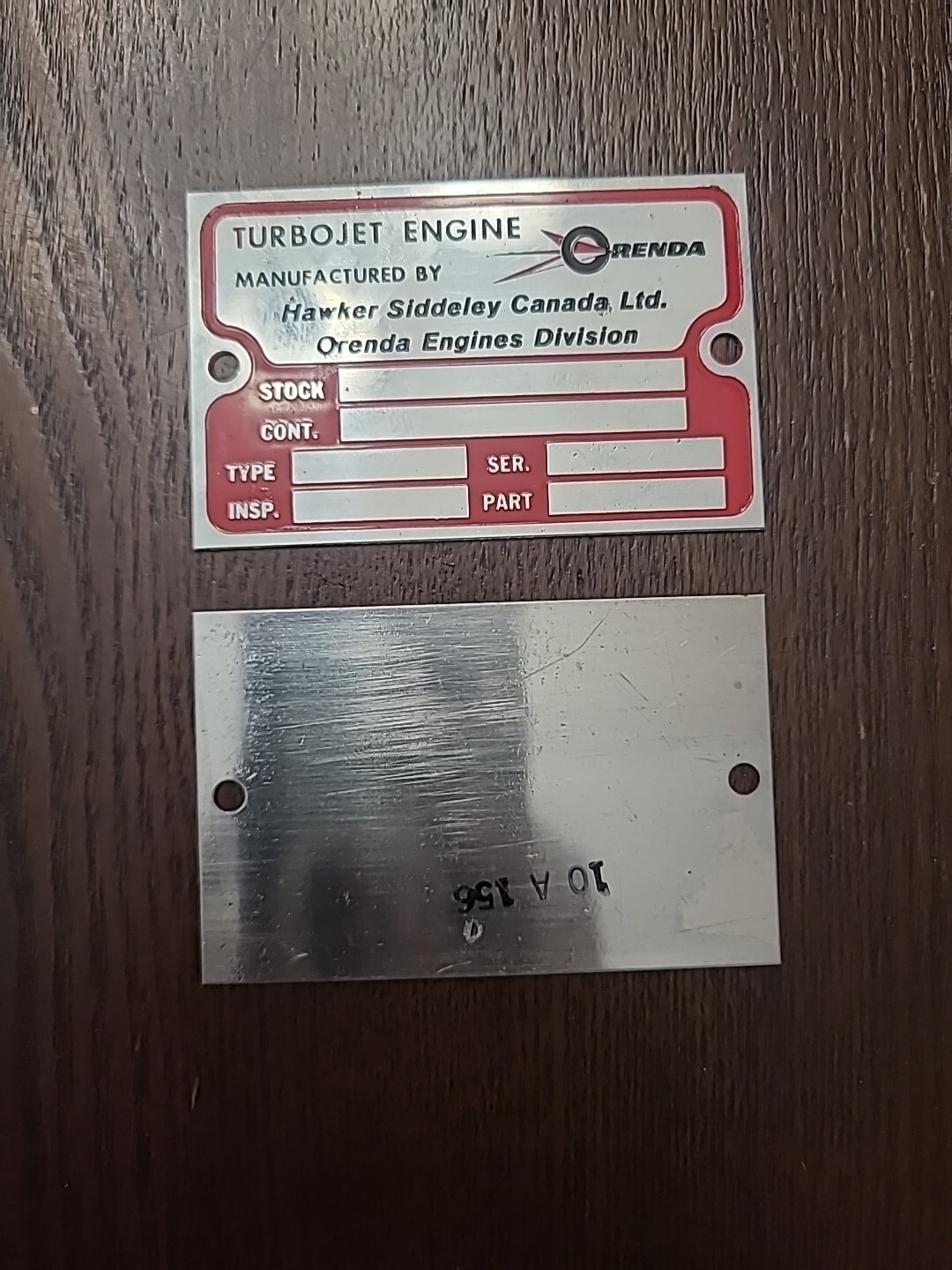 Orenda Turbojet Engine Blank Data Plate | eBay
