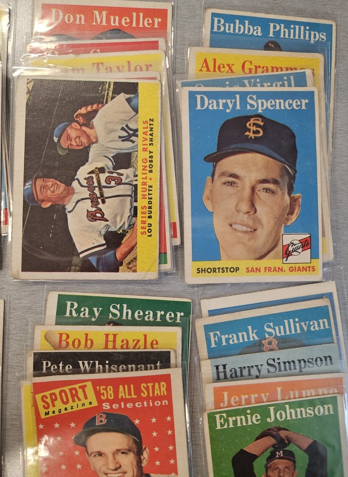 NICE 1958 Topps Baseball 67 Card Starter Set Lot -Avg VG/EX....Yankees ...