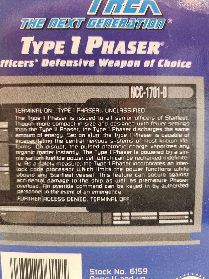 VTG 1994 Star Trek The Next Generation Type 1 Phaser Playmates Open Box ...