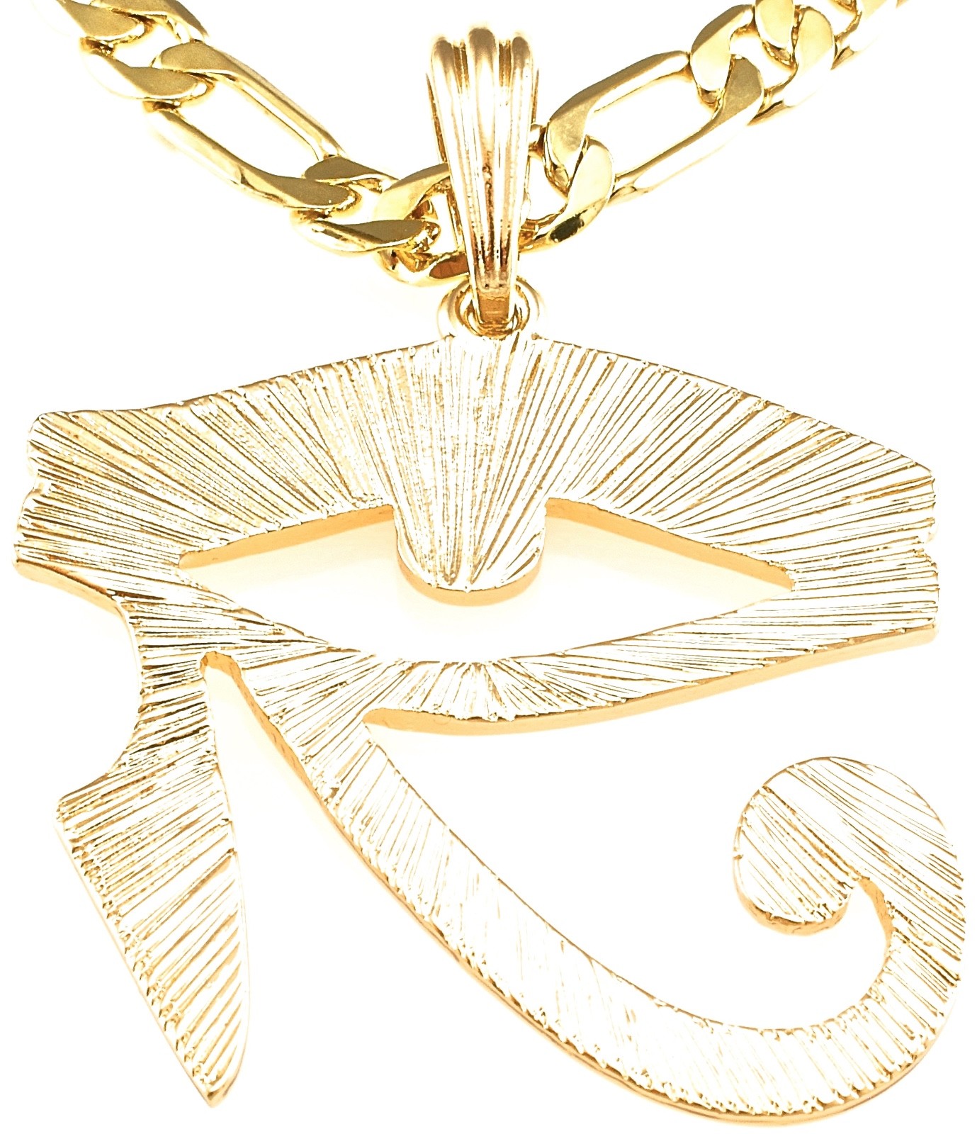 Eye Of Ra Necklace New Pendant 24 Inch Figaro Style Chain Egyptian Luck ...