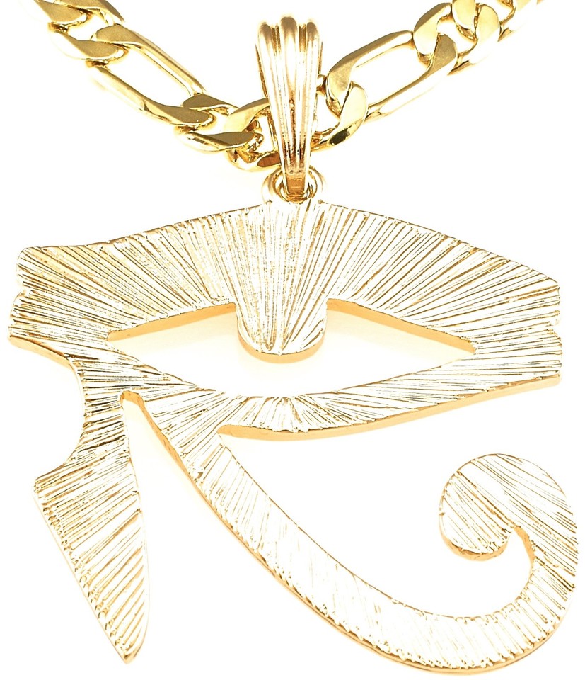 Eye Of Ra Necklace New Pendant 24 Inch Figaro Style Chain Egyptian Luck ...