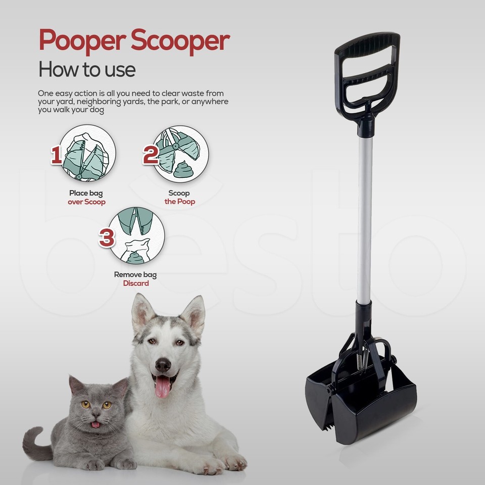 28"Long Handle Jumbo Pooper Scooper Dog Cat Poop Scoop Waste Grabber ...