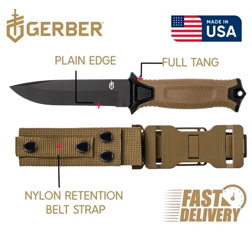 Gerber StrongArm Fixed Blade Knife Plain Edge - Coyote Brown | eBay
