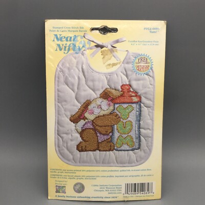 Sealed Neat & Nifty Stamped Cross Stitch Bib -54-0089 Yum! Bunny and ...