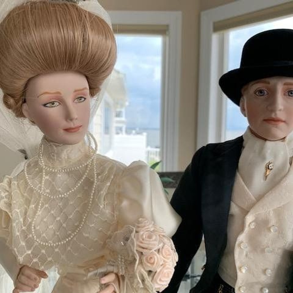 Vintage Porcelain Franklin Mint Bride & Groom Dolls | eBay