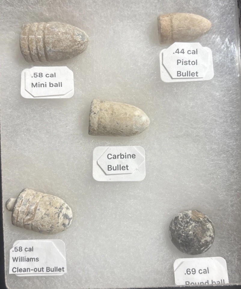 Show Box Of Authentic Antique Civil War Bullets, Set Of 5 Different ...