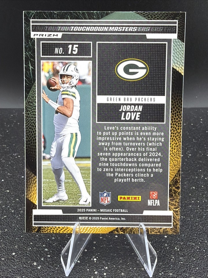 2025 Mosaic Jordan Love Touchdown Masters Pink Fluorescent Prizm #15 ...