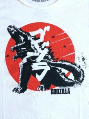 Godzilla Japanese Flag WHITE T-shirt OOP Limited Size MEDIUM Only | eBay