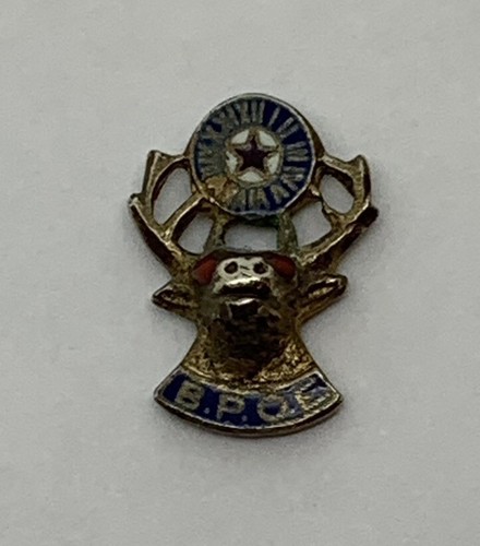 Vtg BPOE Order Elks Head Red Eyes Clock Roman Numerals Screw-Back Pin ...