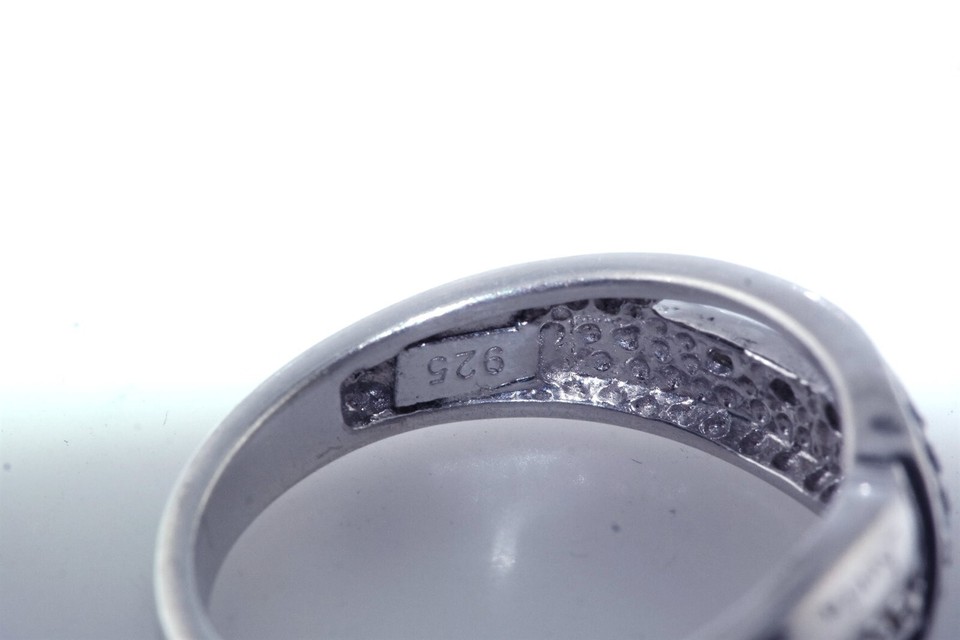 BGE 925 Blue & Clear Genuine Diamond Sterling Silver Ring sz 8 | eBay